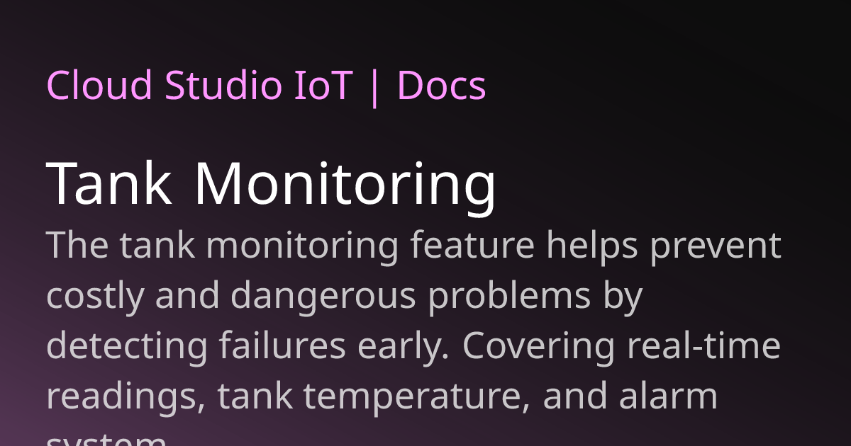 Tank Monitoring | Cloud Studio IoT