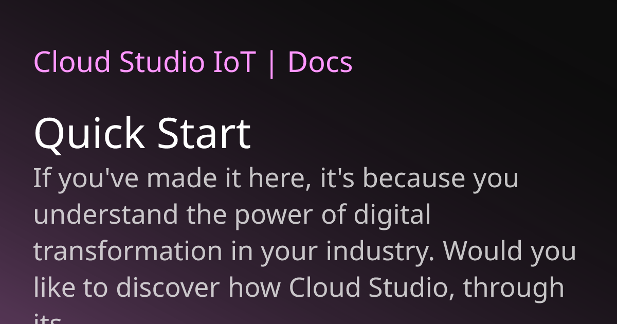 Quick Start | Cloud Studio IoT