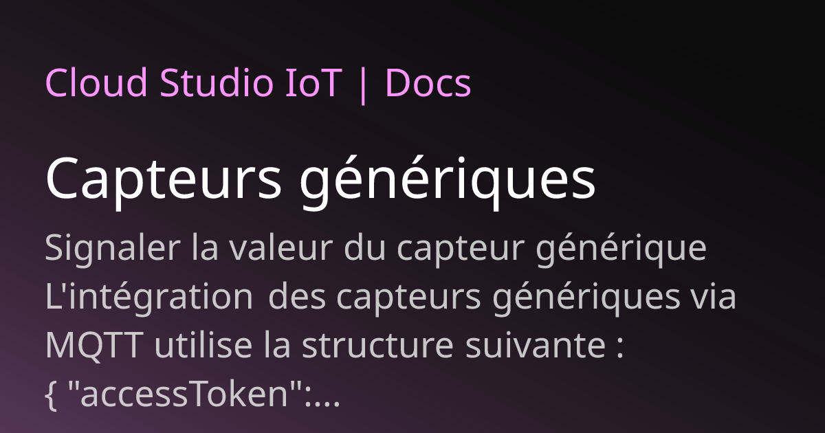 Generic Sensors | Cloud Studio IoT