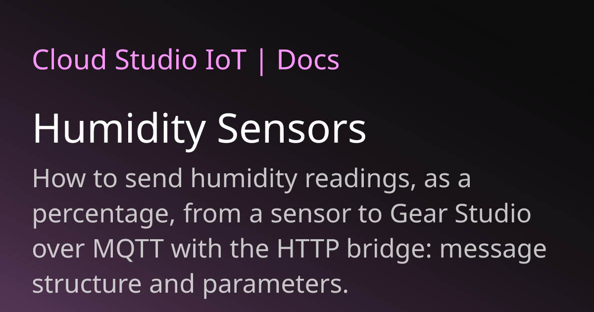 Humidity Sensors | Cloud Studio IoT